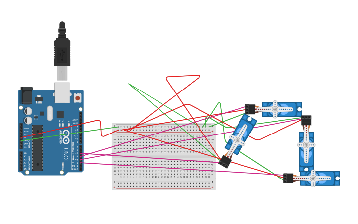 Circuit design Robotic ARM - Tinkercad
