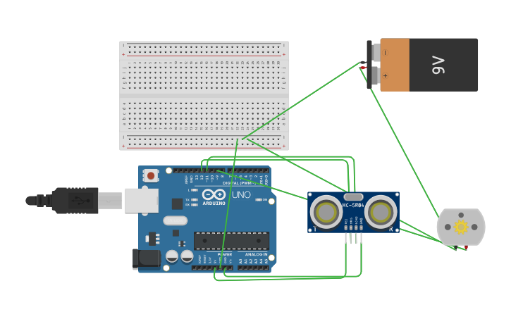 Circuit design Arduino Ultrasonic Sensor Motor Control - Tinkercad