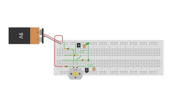 Circuit design dc motor LDR - Tinkercad