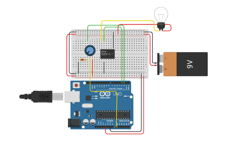 Circuit design Relay with Potentiometer | Tinkercad