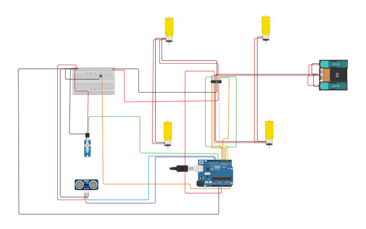 Circuit Design Avoiding Obstacle Car Tinkercad