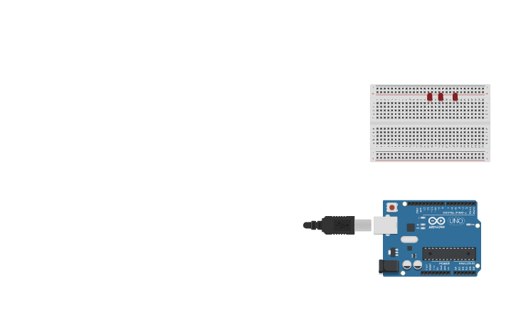 Circuit design 3 LEDS blinking - Tinkercad