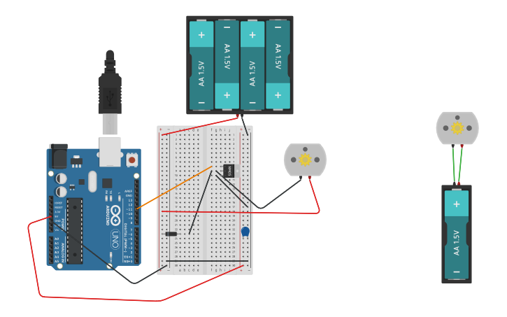 Circuit design single direction dc motor - Tinkercad