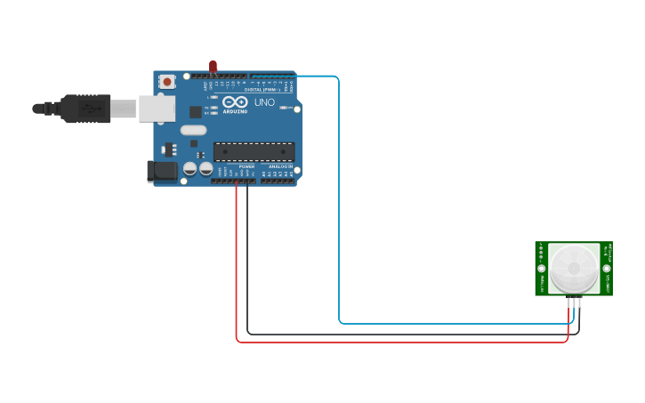 Circuit design PIR Sensor (HC-SR501) - Tinkercad