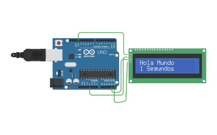 Circuit design LCD 16x2 I2C - Tinkercad