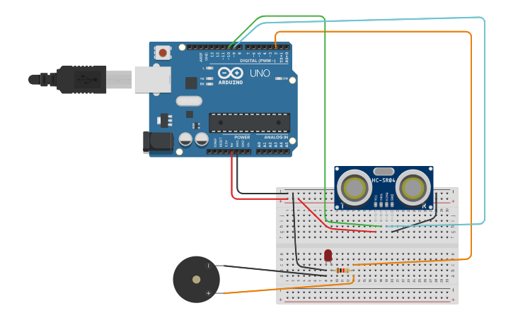 Circuit Design Implementar Una Alarma De Proximidad Clase 4 Tinkercad