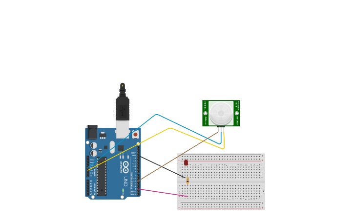 Circuit design motion sensor - Tinkercad
