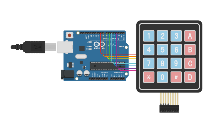 Circuit Design Teclado 4x4 Tinkercad