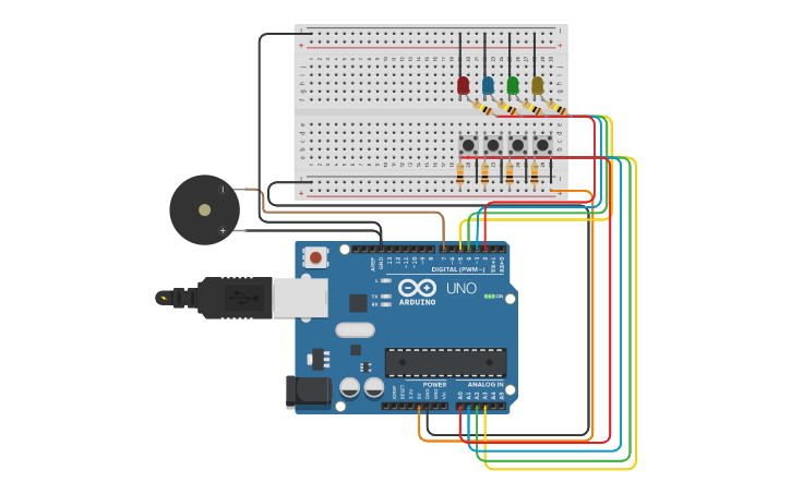 Circuit design Juego de memoria - Tinkercad