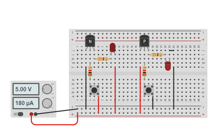 Circuit design SA transistors - Tinkercad
