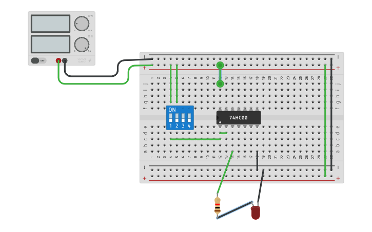 Circuit design NOT using NAND Gate - Tinkercad