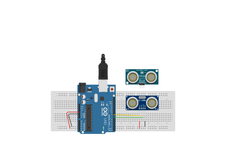 Circuit design SENSOR ULTRASONICO HC-SR04 - Tinkercad