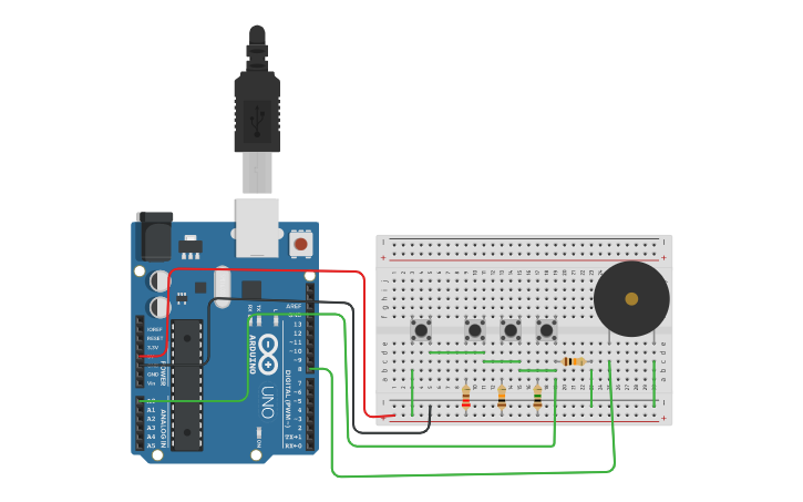 Circuit design Teclado Musical | Tinkercad