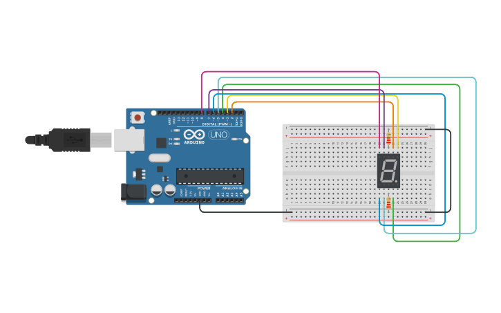 Circuit design 7 SEGMENT DİSPLAY KULLANIMI - Tinkercad
