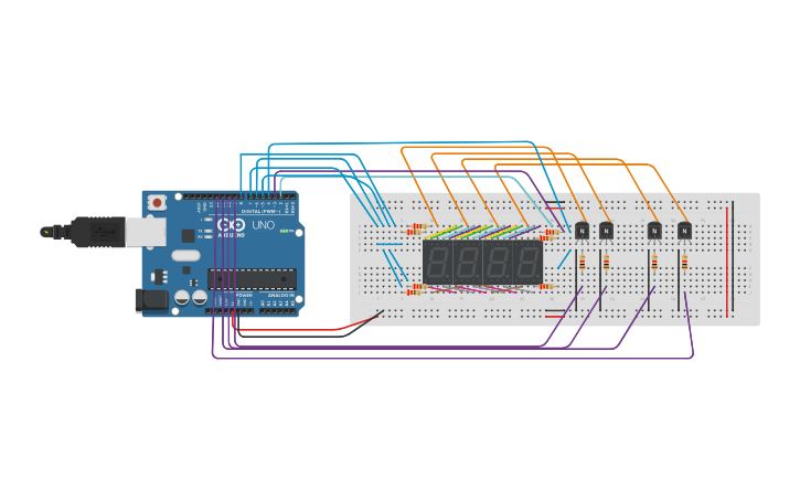 Circuit design Multiplexación - Tinkercad