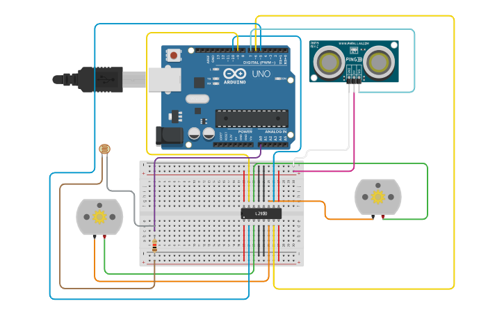 Circuit design JEM 180 SumoBot - Tinkercad