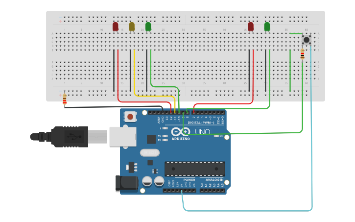 Circuit design 交通灯 - Tinkercad