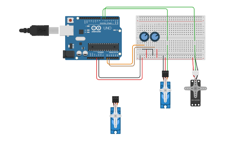 Circuit design Servo control - Tinkercad