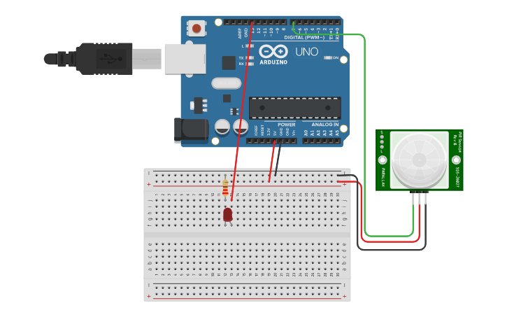Circuit Design Sensor Pir Con Arduino Tinkercad 2533