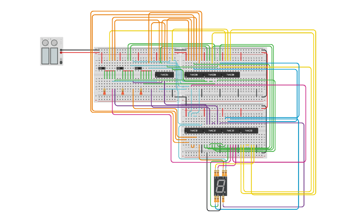 Circuit design Decodificador Binário/Octal - Tinkercad