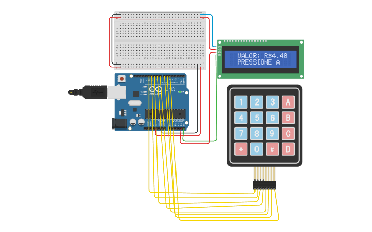 Circuit design TECLADO + LCD 16x2 i2C - Tinkercad