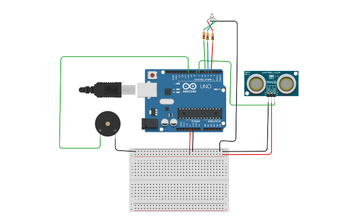 Circuit Design Ultrasonic Sensor To Measure Distance Tinkercad