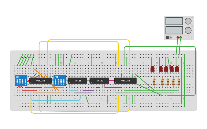 Circuit design bcd adder 4 bit | Tinkercad
