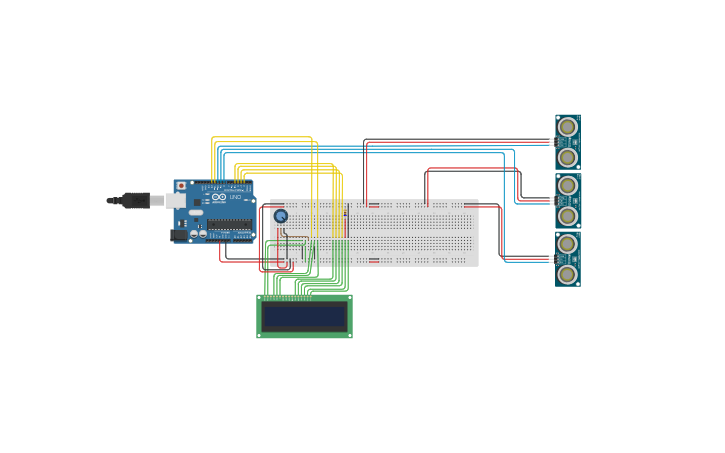 Circuit design SMART PARKING SYSTEM CSC510 - Tinkercad
