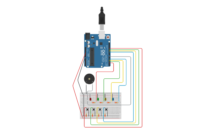 Circuit design Simón Dice - Arduino - Tinkercad