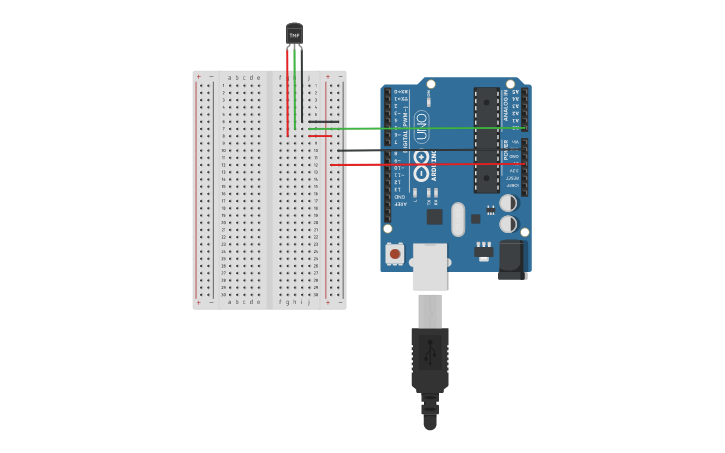 Circuit design Modul 4(Monitor Suhu) | Tinkercad