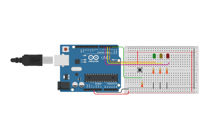 Circuit design Tactile Switch and LED - Tinkercad
