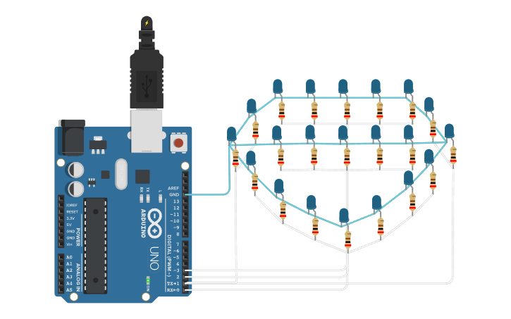 Circuit design rangkaian variasi arduino - Tinkercad