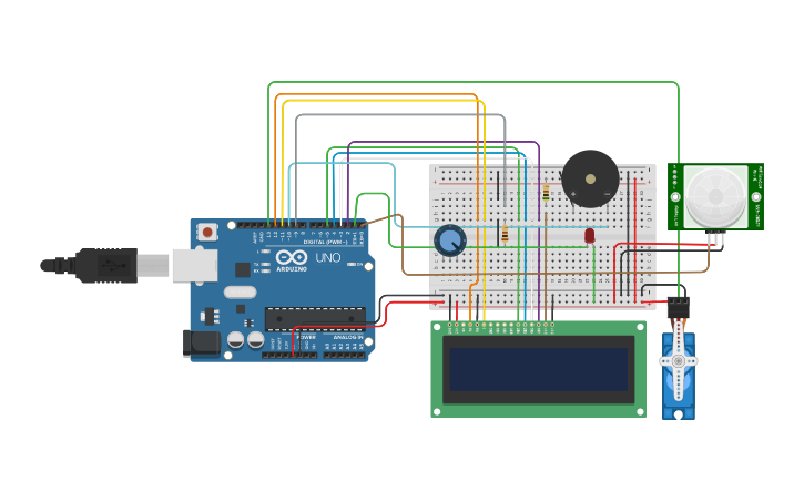 Circuit Design Rangkaian Servo Lcd Piezo Tinkercad
