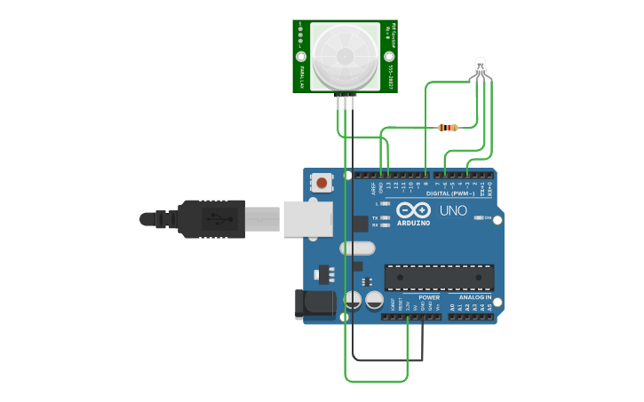 Circuit design ARDUINO SENSOR GERAK | Tinkercad