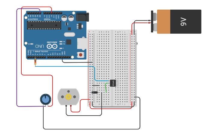 Circuit design Motor CC e PWM | Tinkercad