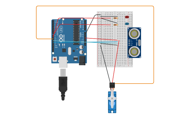 Circuit design Sensor Ultrasonico HC-SR04 - Tinkercad