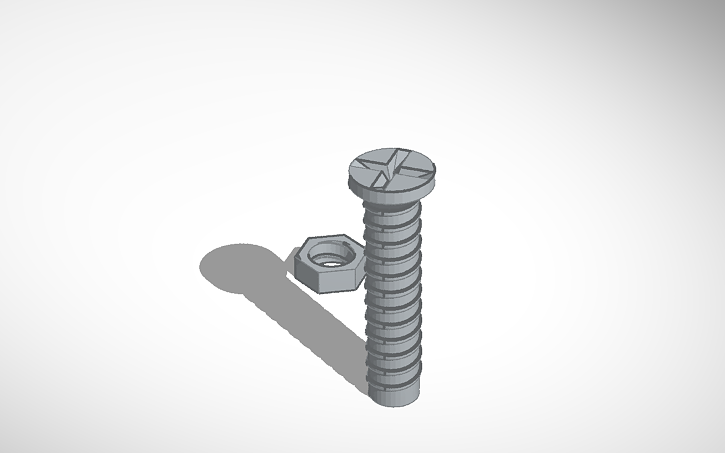 3D design Screw and nut 7mm - Tinkercad