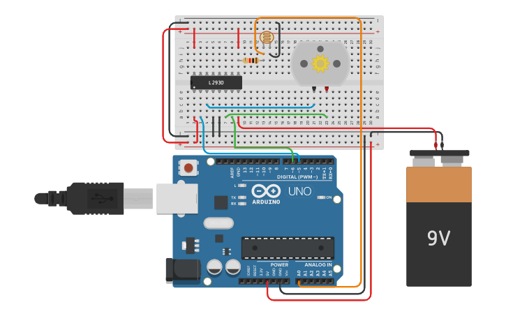 Circuit design sistema de apertura y cierre - Tinkercad