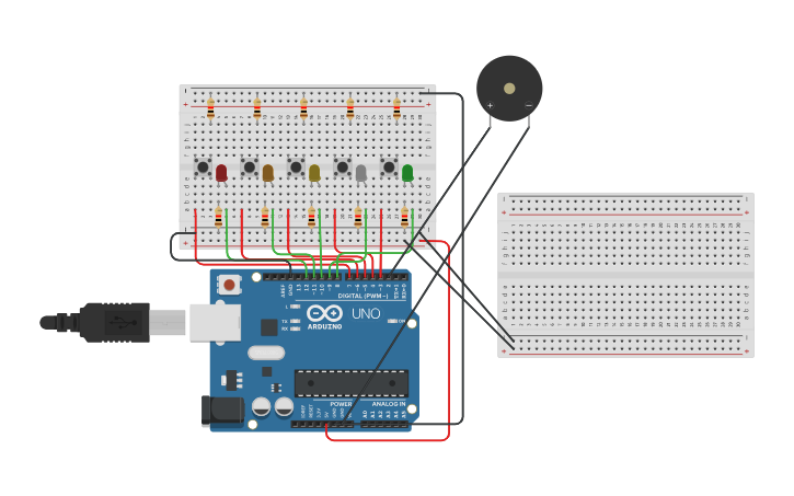 Circuit design Simón Dice - Tinkercad