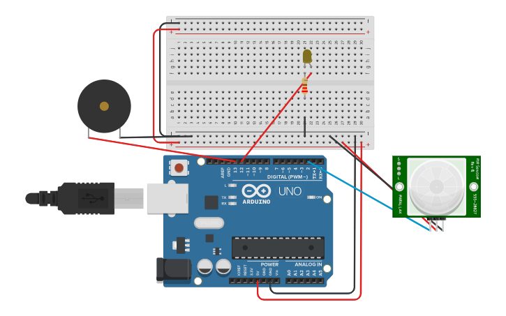 Circuit design Sensor de movimiento | Tinkercad
