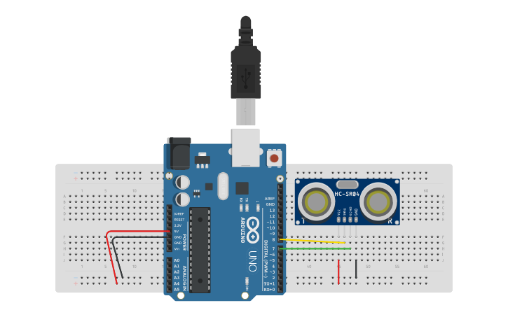 Circuit design SENSOR ULTRASONIC HC-SR04 | Tinkercad