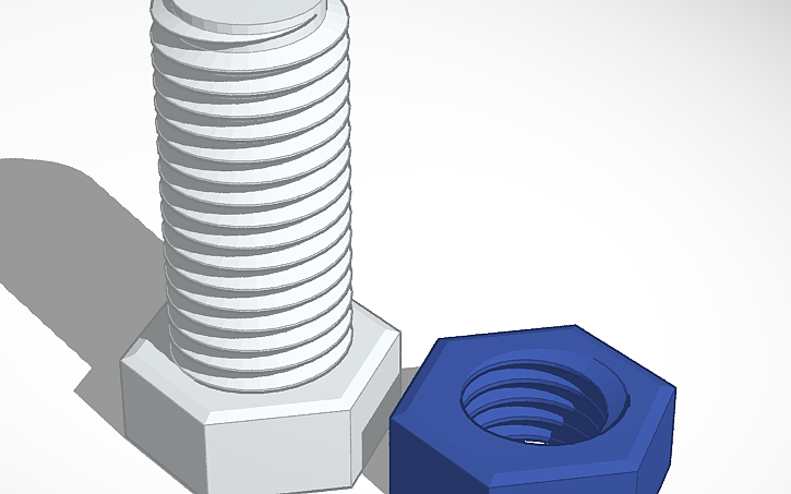 3D design Bolt and Nut - Tinkercad