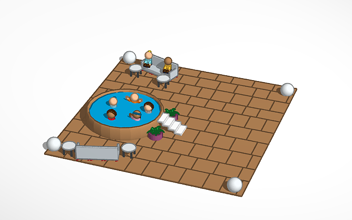 3D design Leah's pool and little patio - Tinkercad