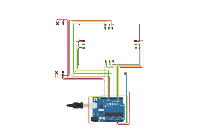 Circuit design Traffic Signal Controller | Tinkercad