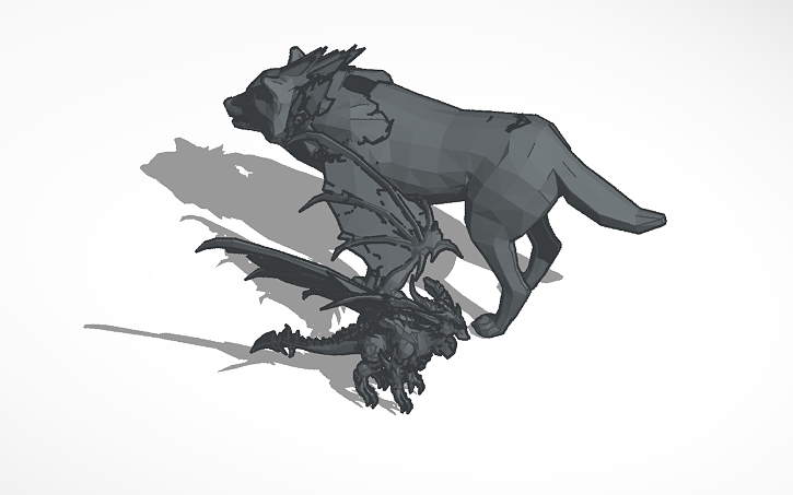 3D design dragon and wolf - Tinkercad