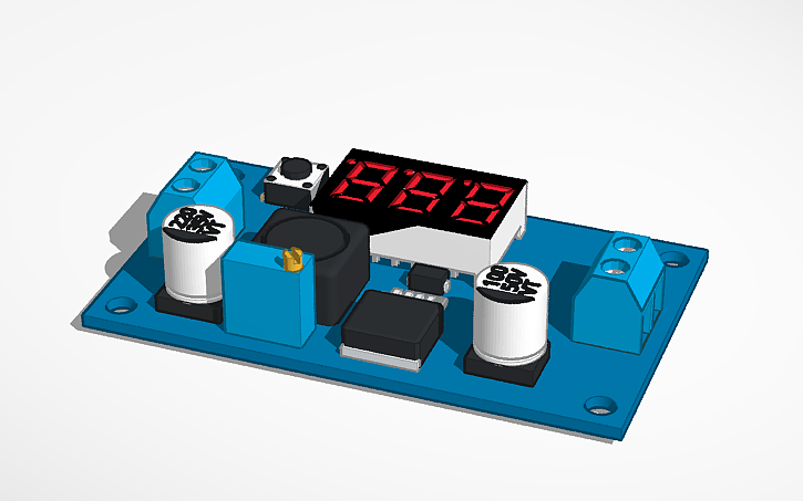 3D design Adjustable voltage regulator w display - Tinkercad