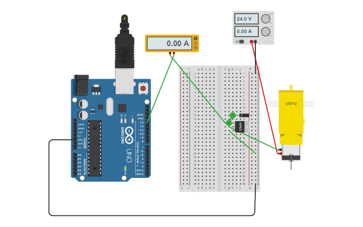 Circuit design MOSFET - Tinkercad