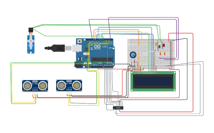 Circuit design designing tollgate system using counter - Tinkercad