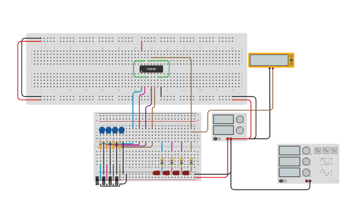 Circuit design Porta XOR 4 entradas | Tinkercad
