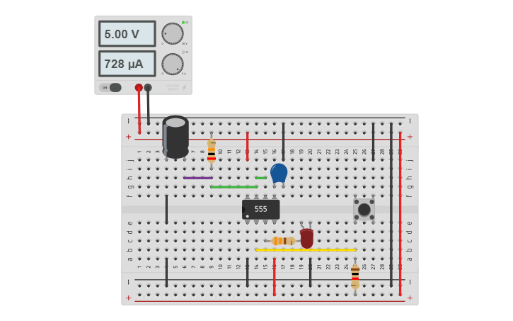 Circuit design 555 monoestable - Tinkercad